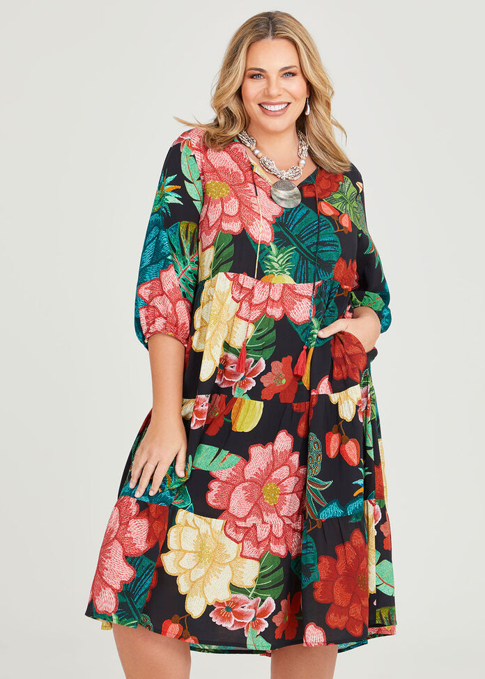 Shop Plus Size Natural Garden Print Dress, Multi | Taking Shape AU