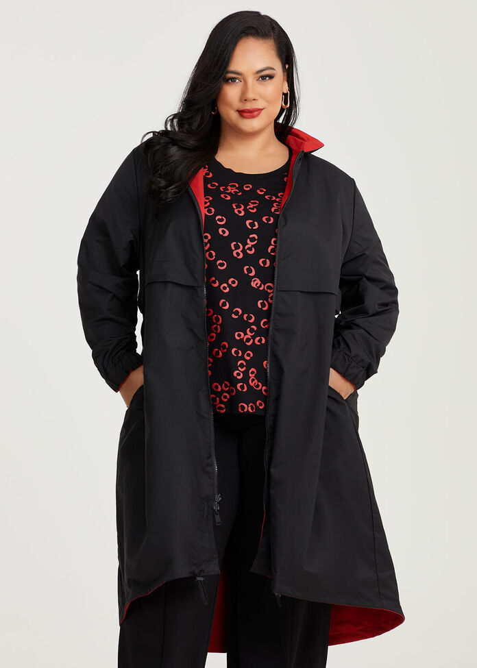 Shop Plus Size Reversible Shower Resist Bea Jacket, Red | Taking Shape AU