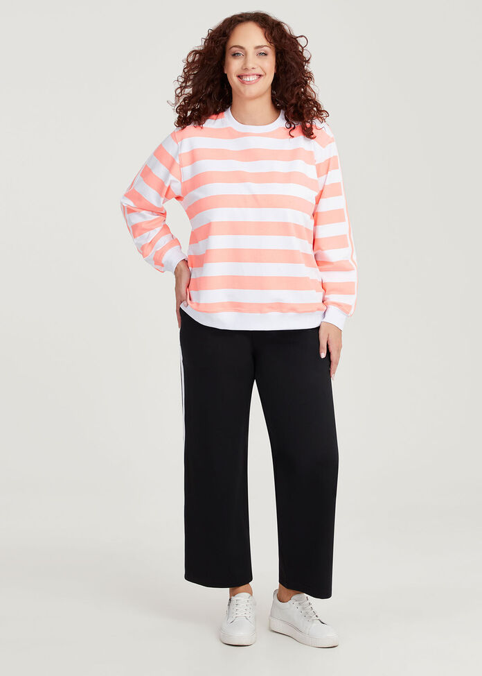 Shop Plus Size Cotton Active Stripe Sweatshirt in Red | Taking Shape NZ