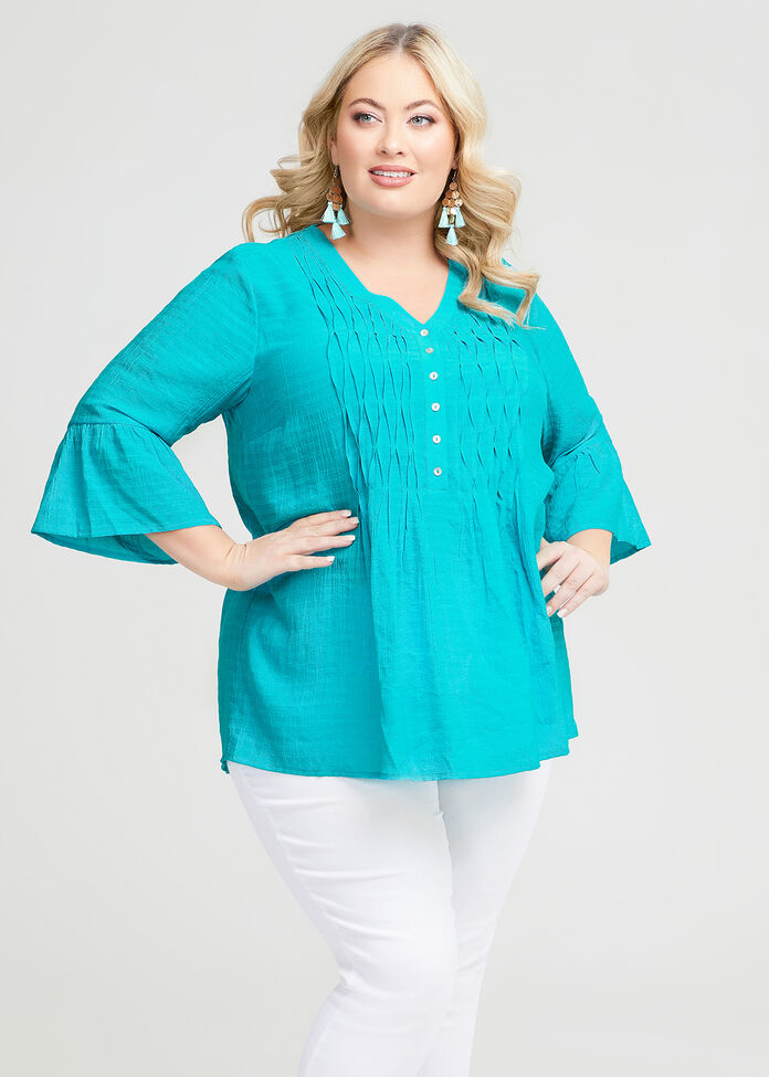 Shop Plus Size Smock Crinkle Check Top in Blue | Taking Shape AU