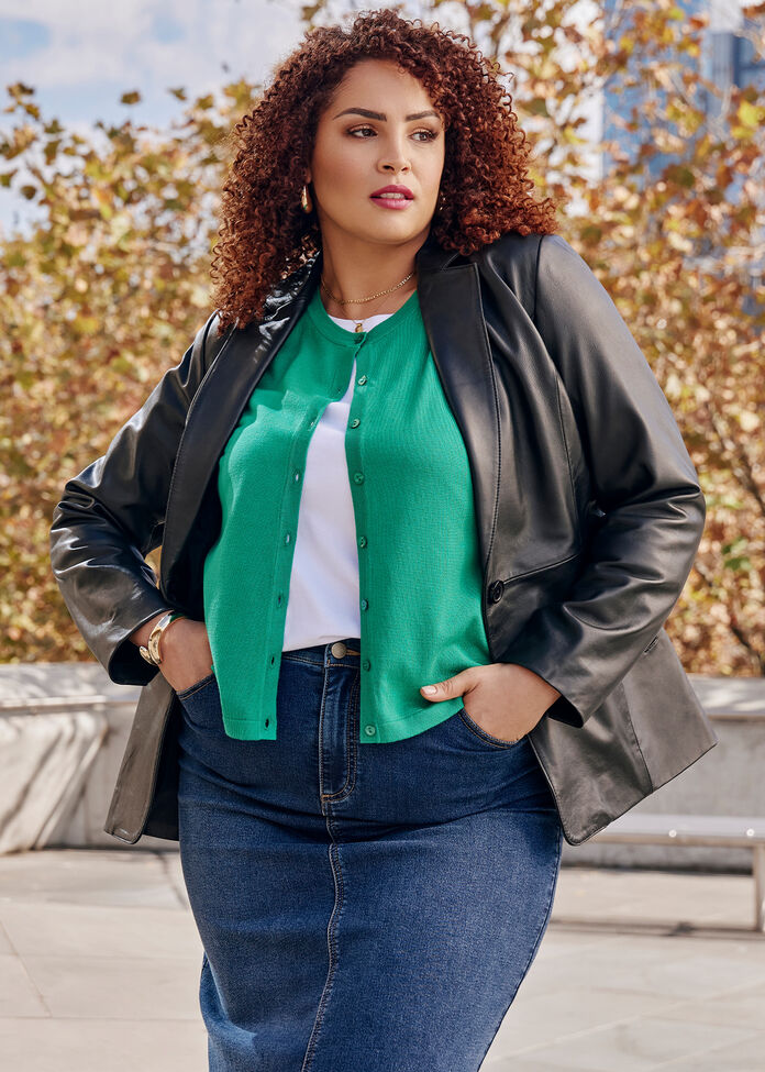 Shop Plus Size Colour Natural Short Cardigan, Green | Taking Shape AU