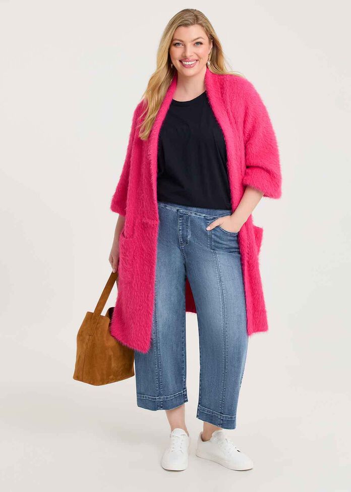 Shop Plus Size Fluffy Knit Cosy Cardigan, Pink | Taking Shape AU