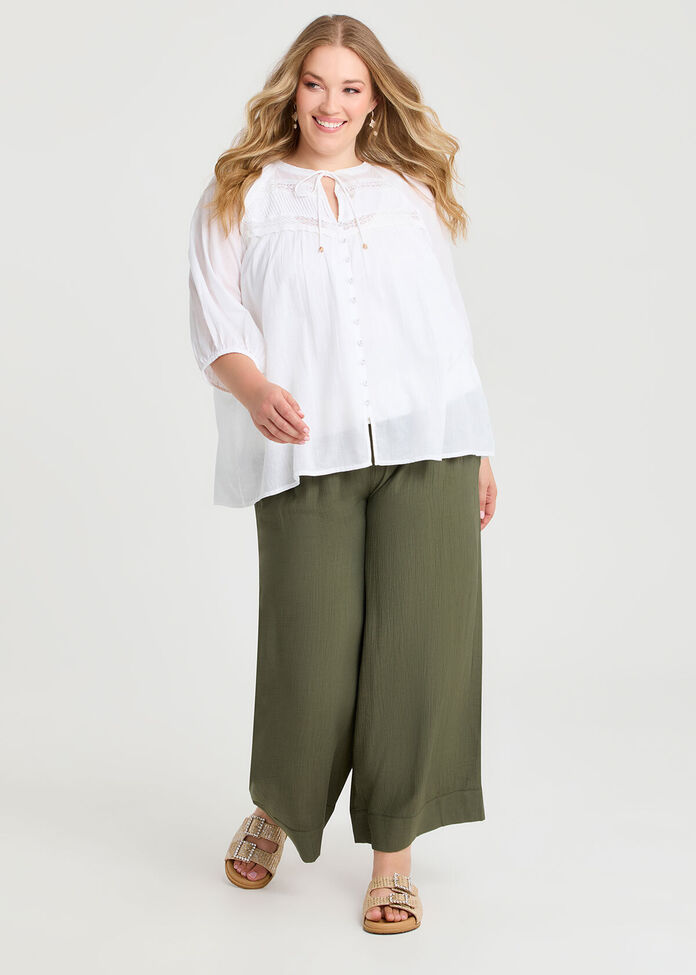 Shop Plus Size Cotton Lace Trim Pintuck Top, White | Taking Shape NZ