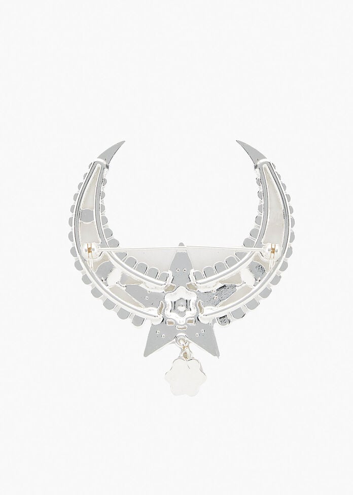 Shop Diamante Crescent Moon Brooch in Silver | Accessories | Taking ...