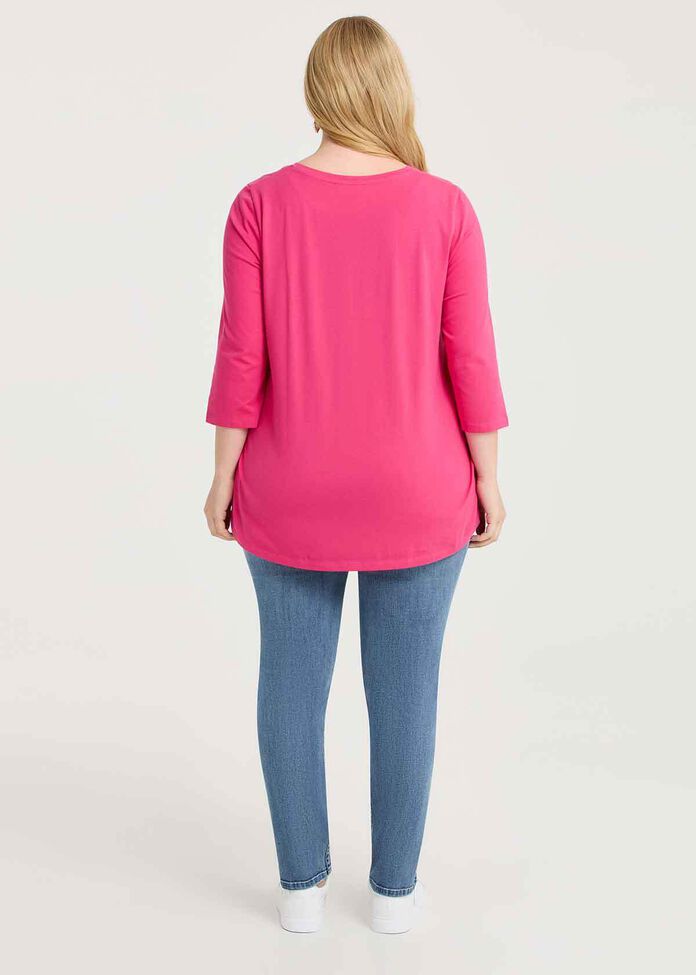 Shop Plus Size Good Earth Australian Cotton 3/4 T-Shirt, Pink | Taking ...