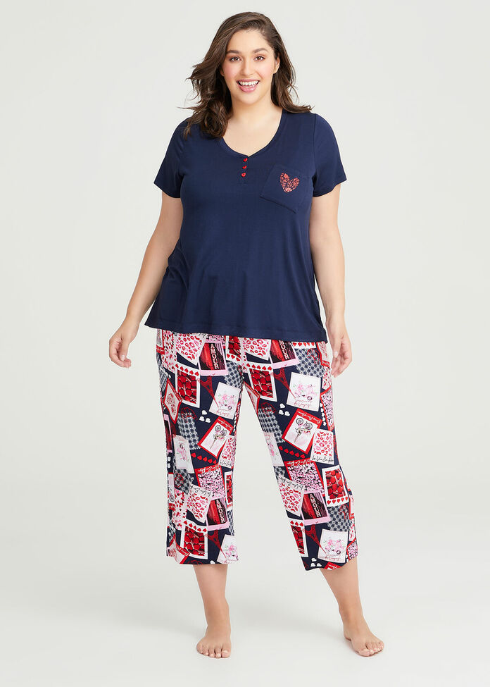 Shop Plus Size Bamboo Floral Heart Pyjama Top in Blue | Taking Shape AU