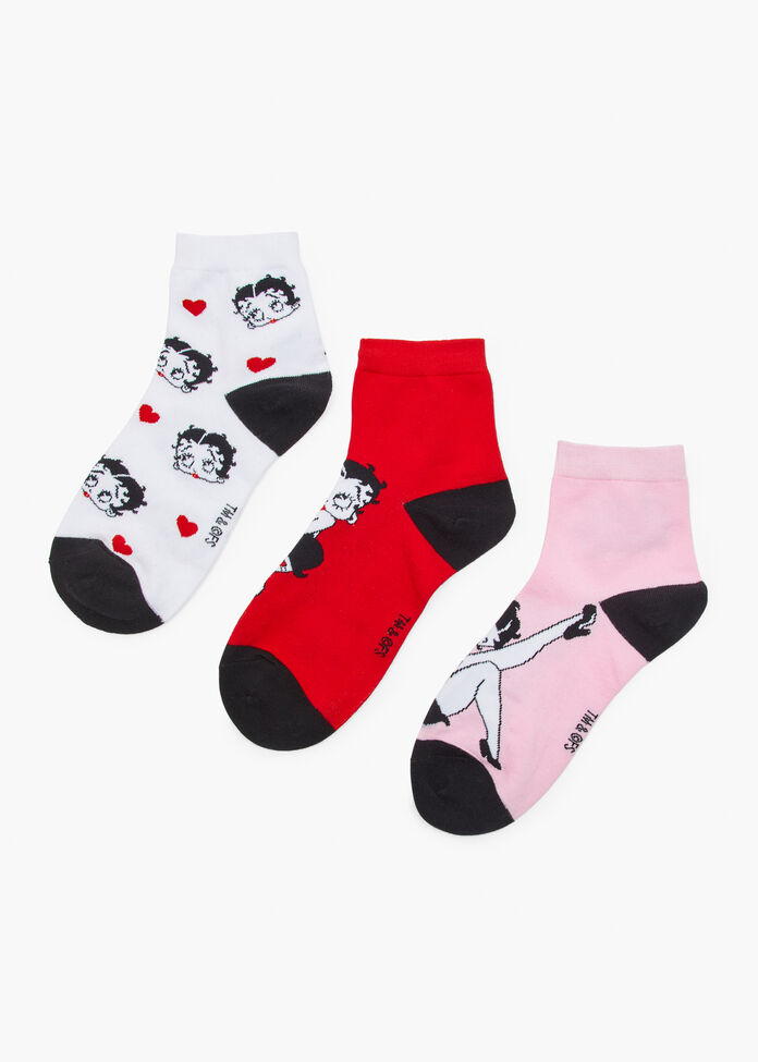 Shop 3Pk Betty Boop Cotton Socks in Multi | Accessories | Taking Shape AU