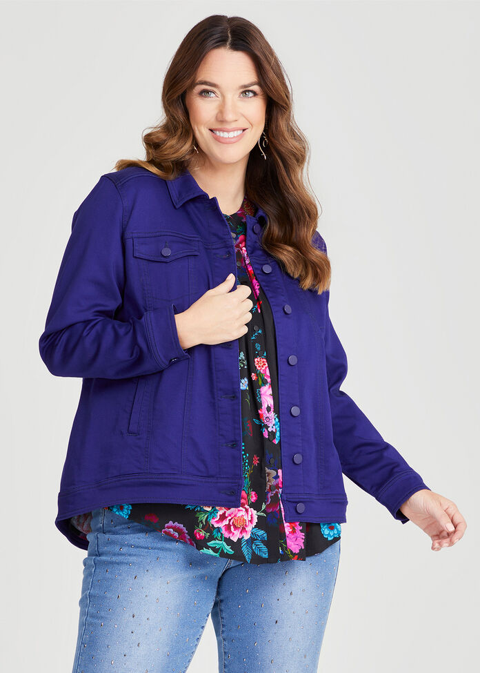 Shop Plus Size Coloured Best Fit Denim Jacket, Purple | Taking Shape AU