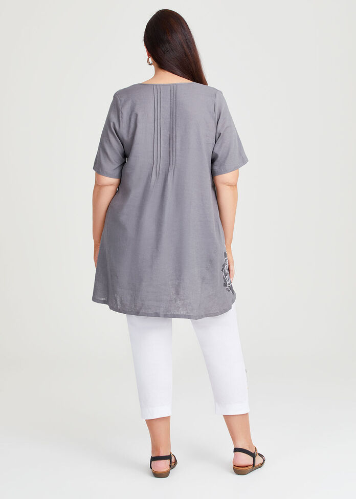 Plus Size Rose Linen Bamboo Swing Tunic Grey | Taking Shape AU