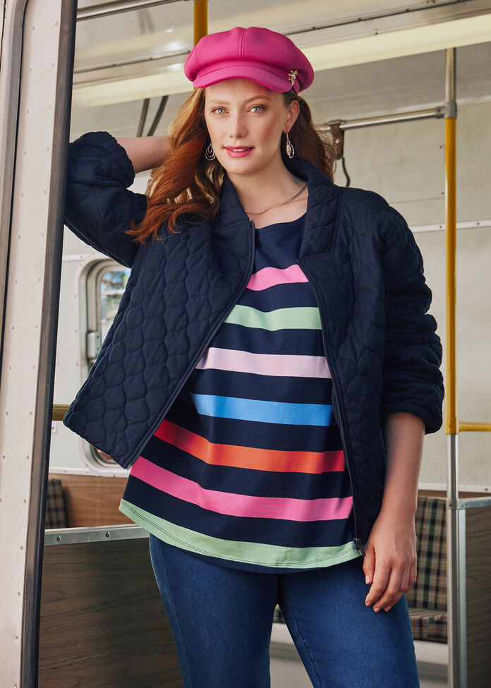 Shop Plus Size Cotton Mix Stripe Top, Multi | Taking Shape AU