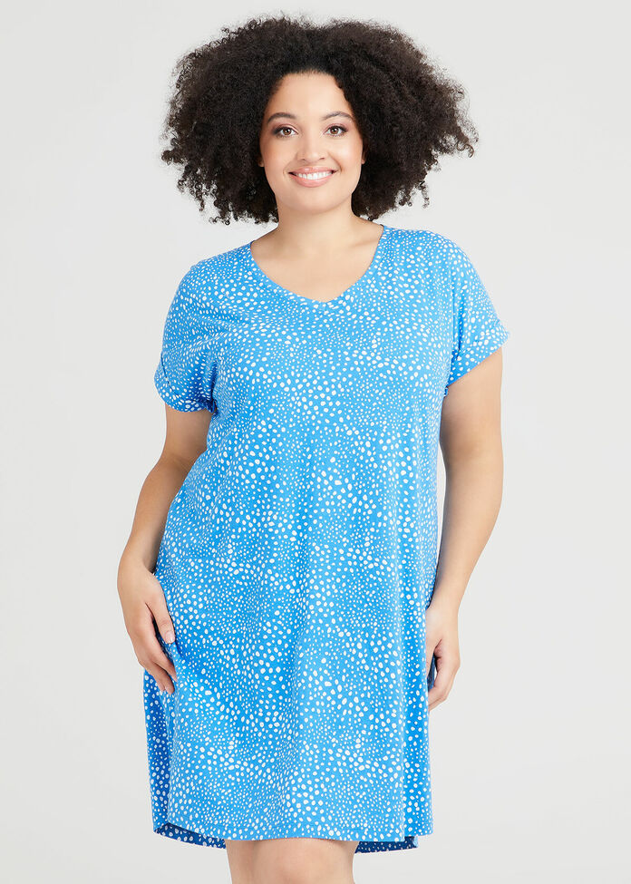 Shop Plus Size Cotton V-neck Cuff Nightie in Blue | Taking Shape AU