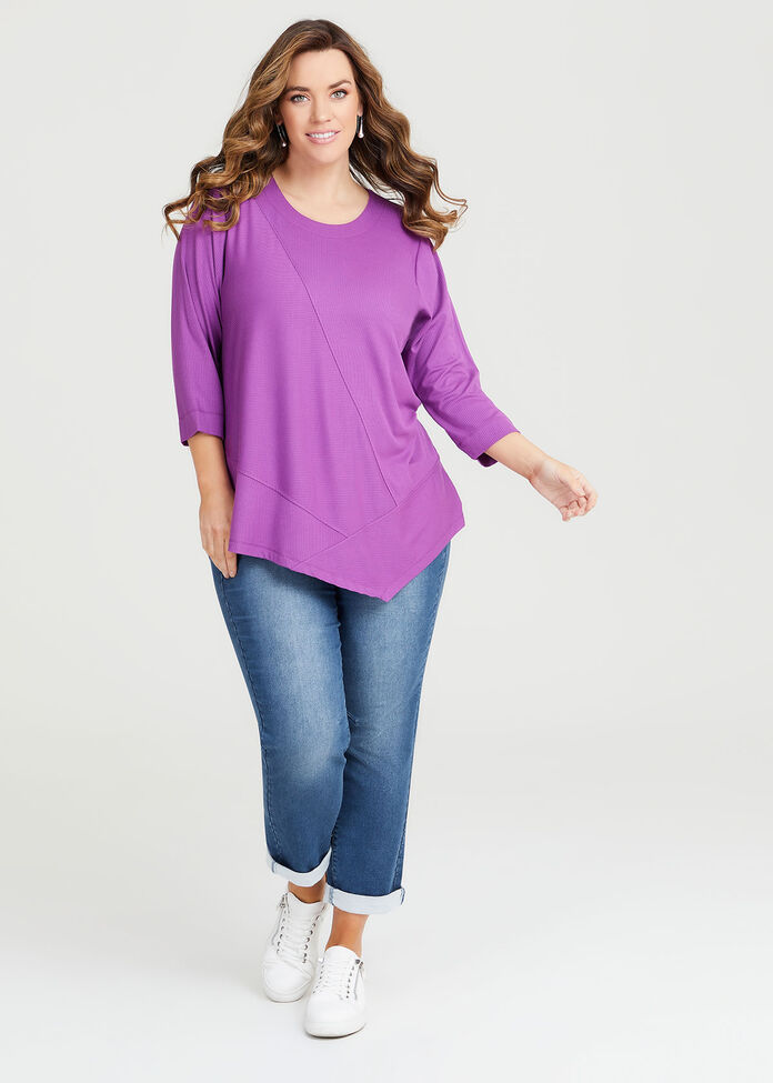 Shop Plus Size Angled Spliced Long Sleeve Top, Purple | Taking Shape AU