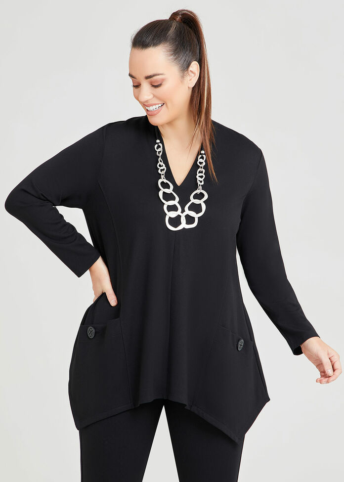Shop Plus Size Ivy Bamboo Ponte Button Top, Black | Taking Shape AU