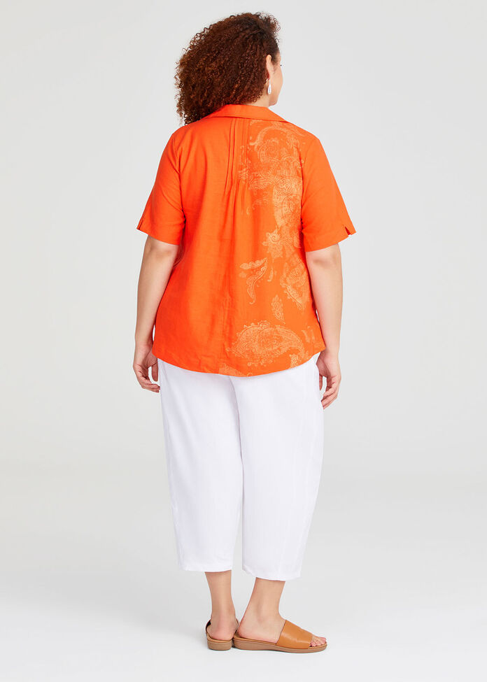 Shop Plus Size Pintuck Linen Bamboo Top, Orange | Taking Shape AU