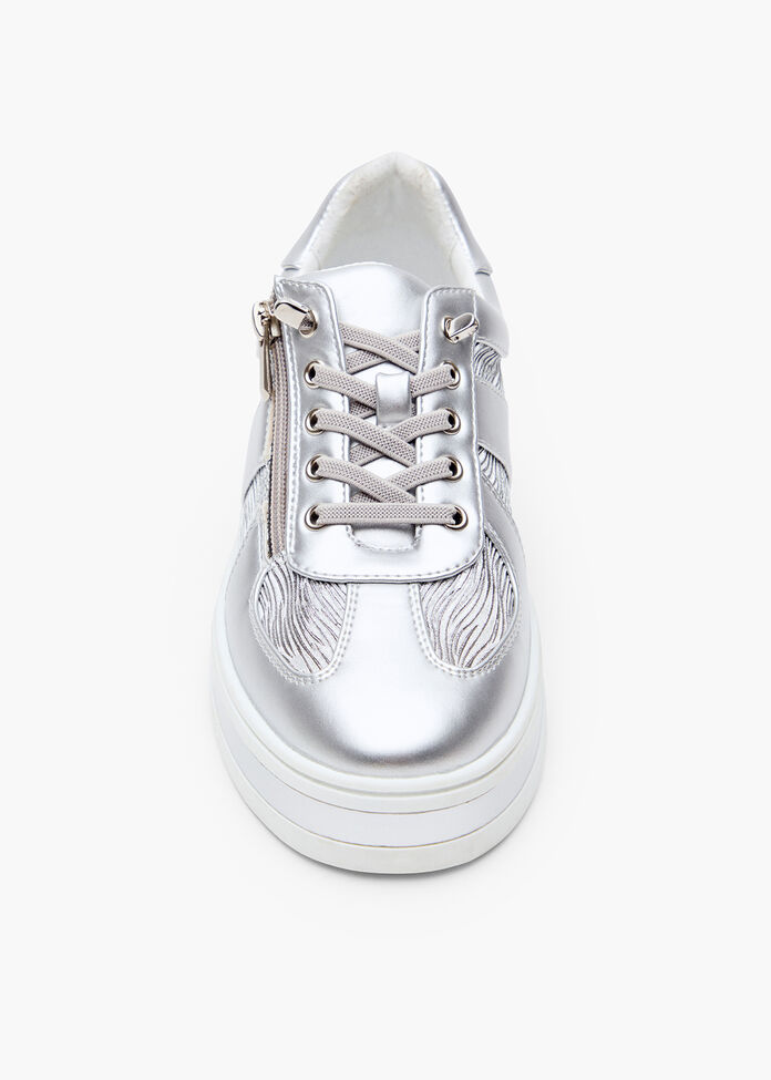 Silver Side Zip Sneakers for Women | Taking Shape AU