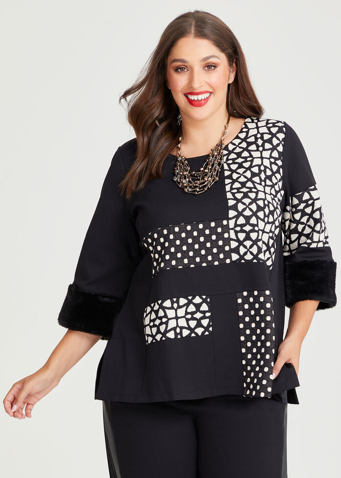 Shop Plus Size Spot Check Bamboo Ponte Top In Black Taking Shape Nz