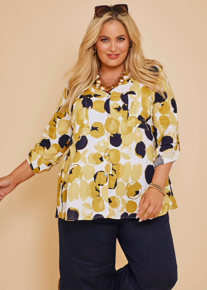 Shop Plus Size Spot Linen Bamboo Shirt, Yellow | Taking Shape AU