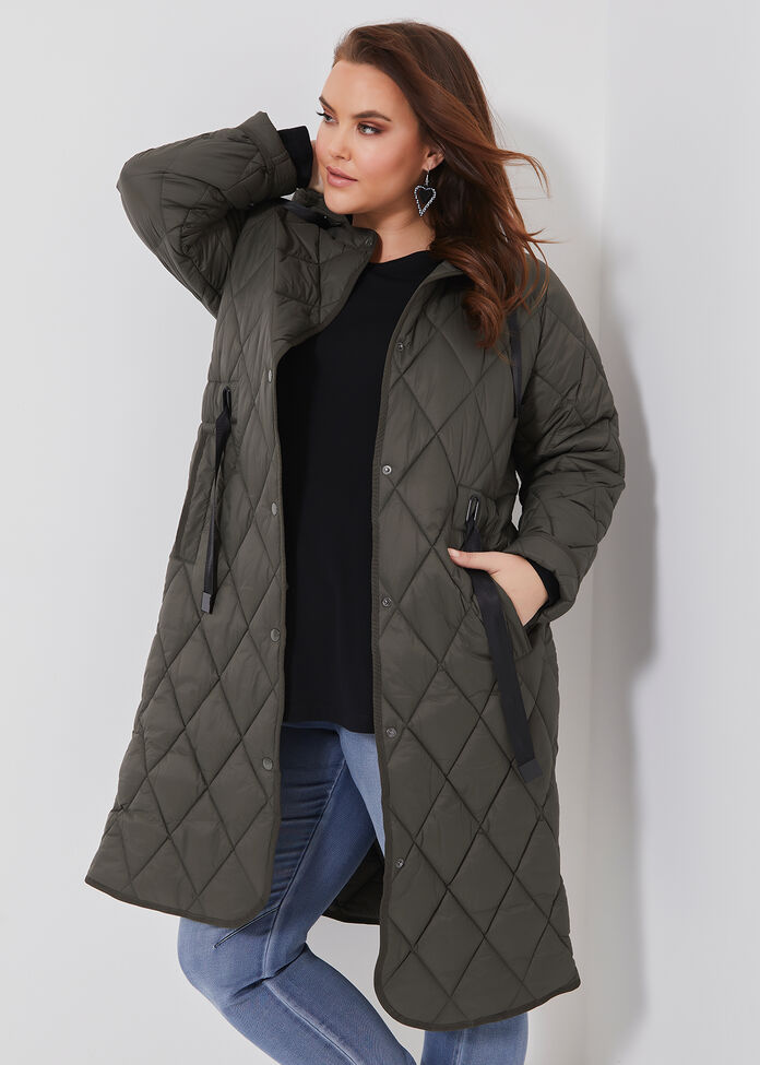 Shop Plus Size Diamond Quilted Puffer Jacket, Green | Taking Shape AU
