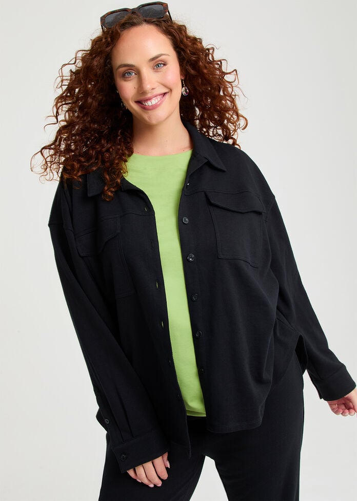 Shop Plus Size Sweat Shacket, Black | Taking Shape AU