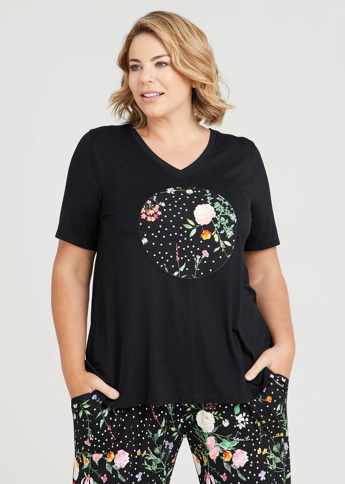 Shop Plus Size Bamboo Floral Applique Top, Black | Taking Shape AU