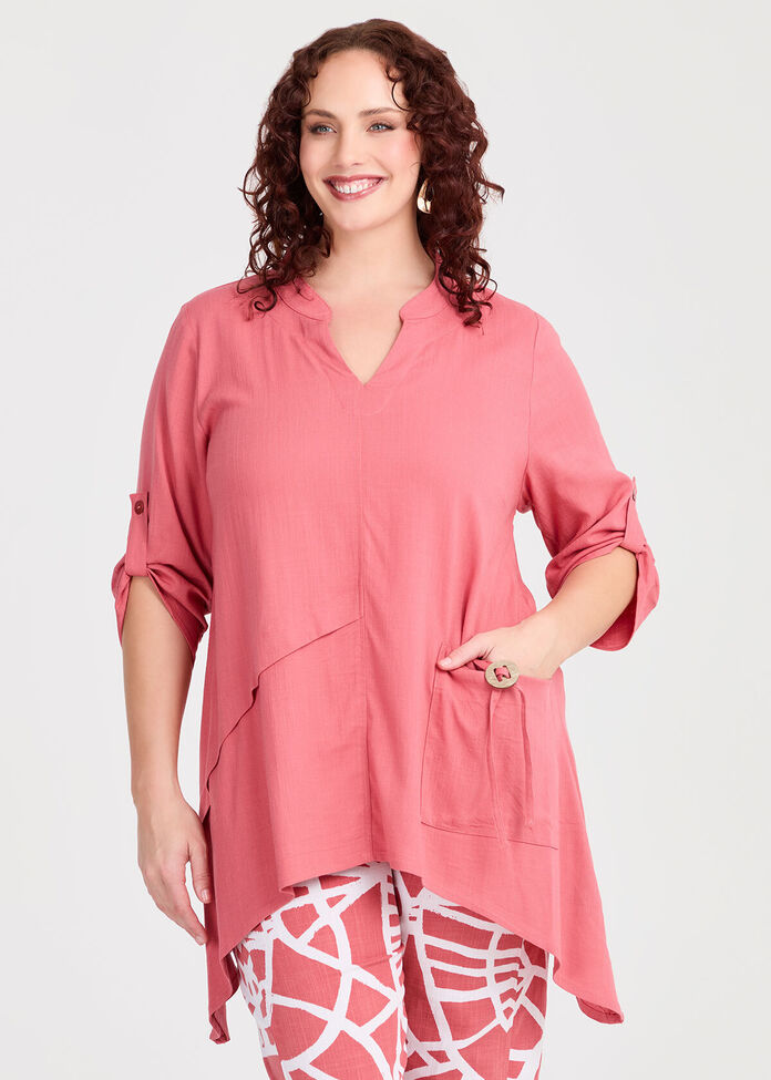 Shop Plus Size Asymmetric Natural Tunic, Red | Taking Shape AU