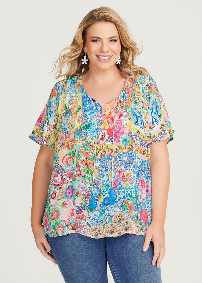 Shop Plus Size Natural Sintra Floaty Top, Multi | Taking Shape AU