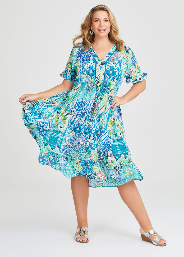 Shop Plus Size Elaine Getaway Floaty Dress, Blue | Taking Shape AU