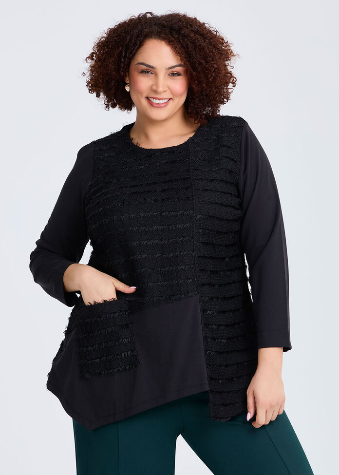 Shop Plus Size Aria Texture Panel Top, Black | Taking Shape NZ