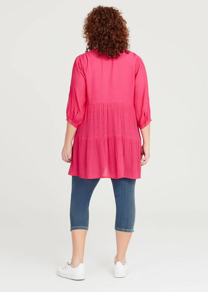 Shop Plus Size Natural Pintuck Tiered Tunic in Red | Taking Shape AU
