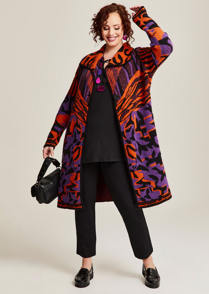 Shop Plus Size Jacquard Knit Coatigan, Purple | Taking Shape AU