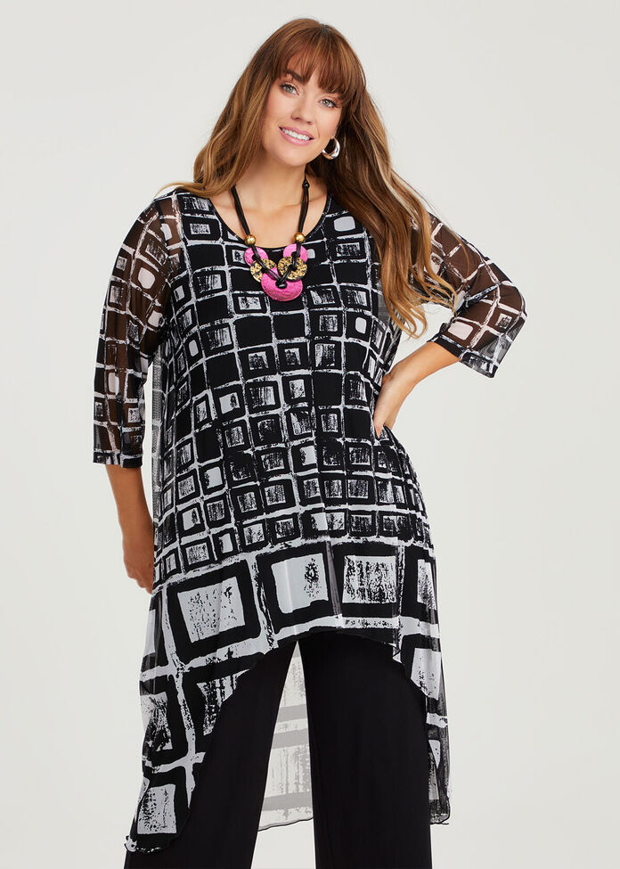 Plus Size Women's Black & White Mesh Tunic | Taking Shape NZ