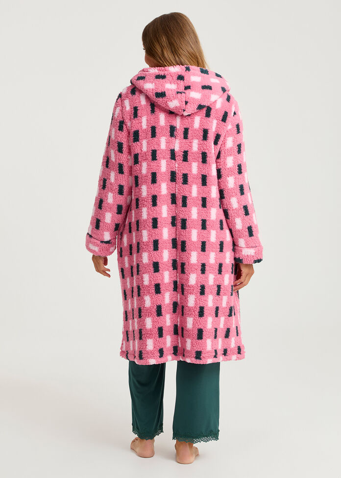 Shop Plus Size Plush Check Hooded Dressing Gown, Print | Taking Shape AU