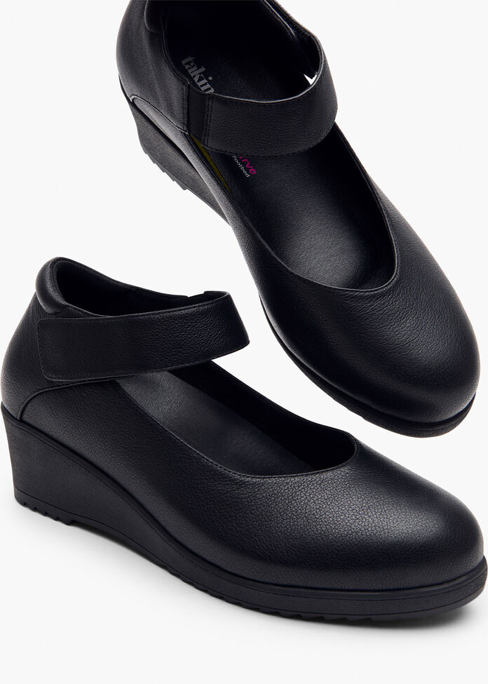 Women's Orthotic Ankle Strap Court Shoe Black | Taking Shape NZ