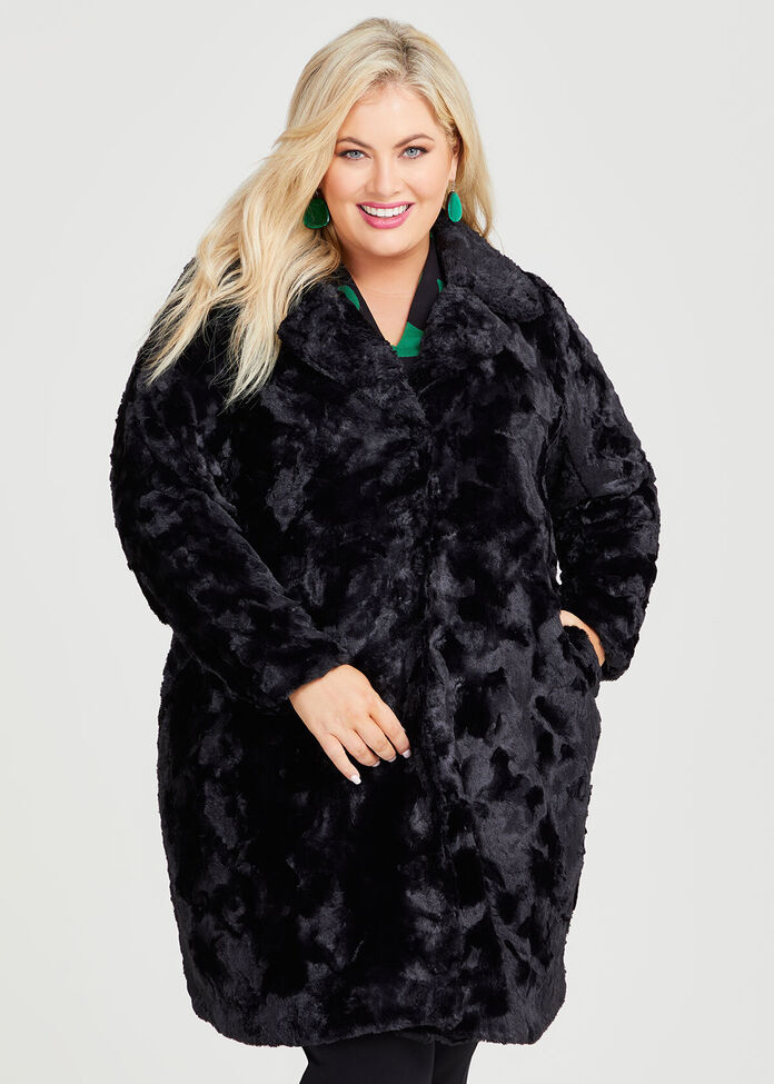Shop Plus Size Faux Fur Willow Coat, Black | Taking Shape AU