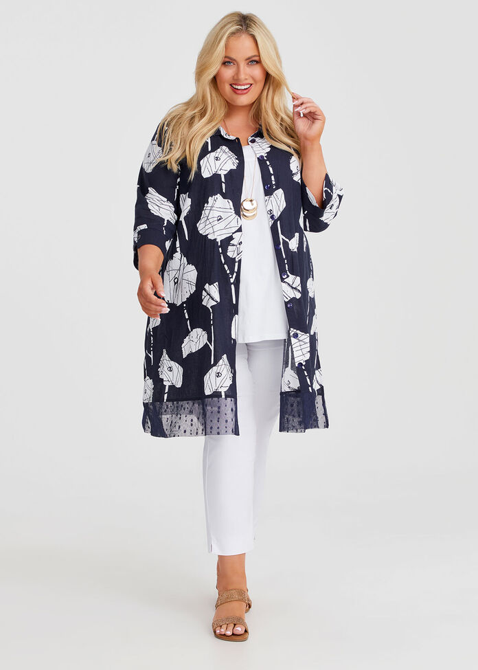 Shop Plus Size Linen Bamboo Longline Shirt, Navy | Taking Shape AU