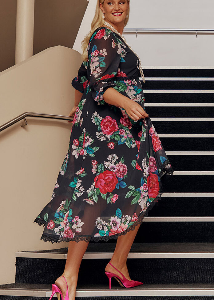 Shop Plus Size Divine Rose Hi Lo Maxi Dress, Multi | Taking Shape AU