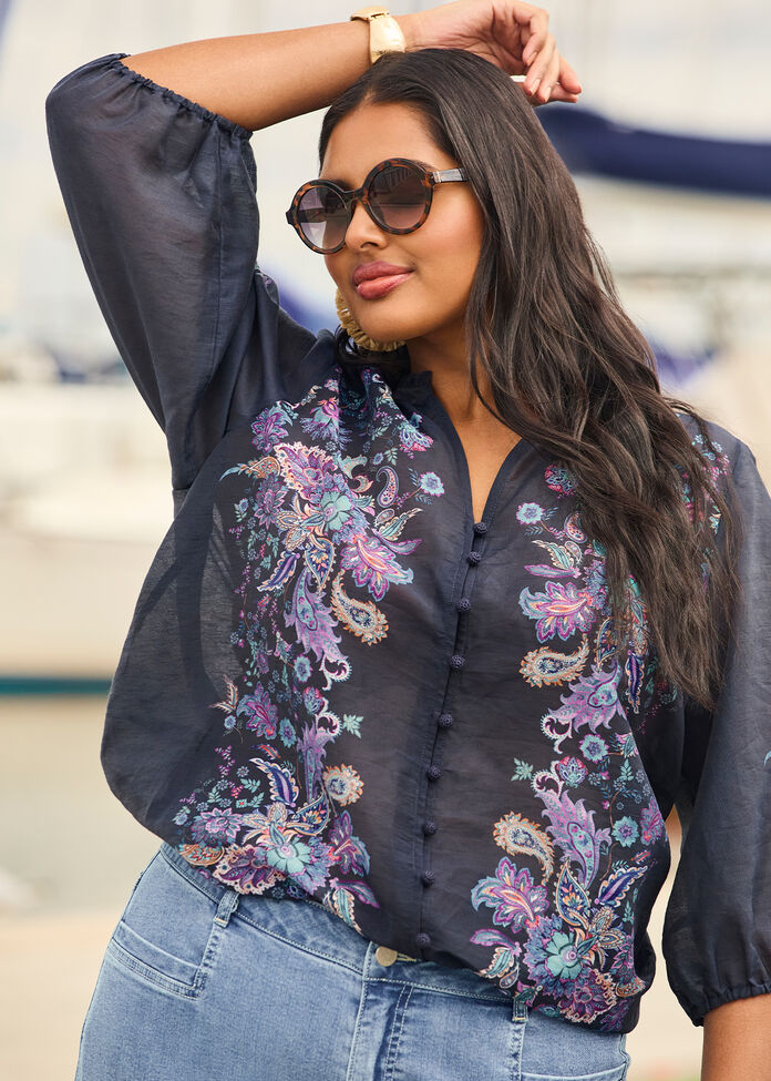 Shop Plus Size Natural Twilight Garden Top, Floral | Taking Shape NZ