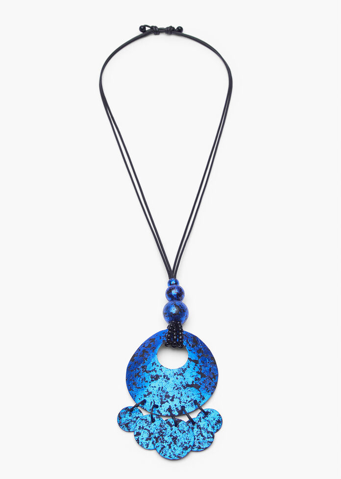 Shop Metallic Foil Disc Necklace in Blue | Accessories | Taking Shape UK