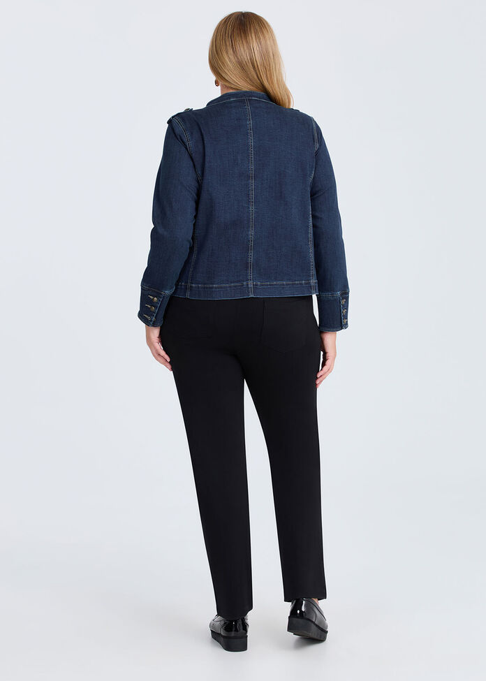 Shop Plus Size Cotton Military Denim Jacket, Navy | Taking Shape NZ