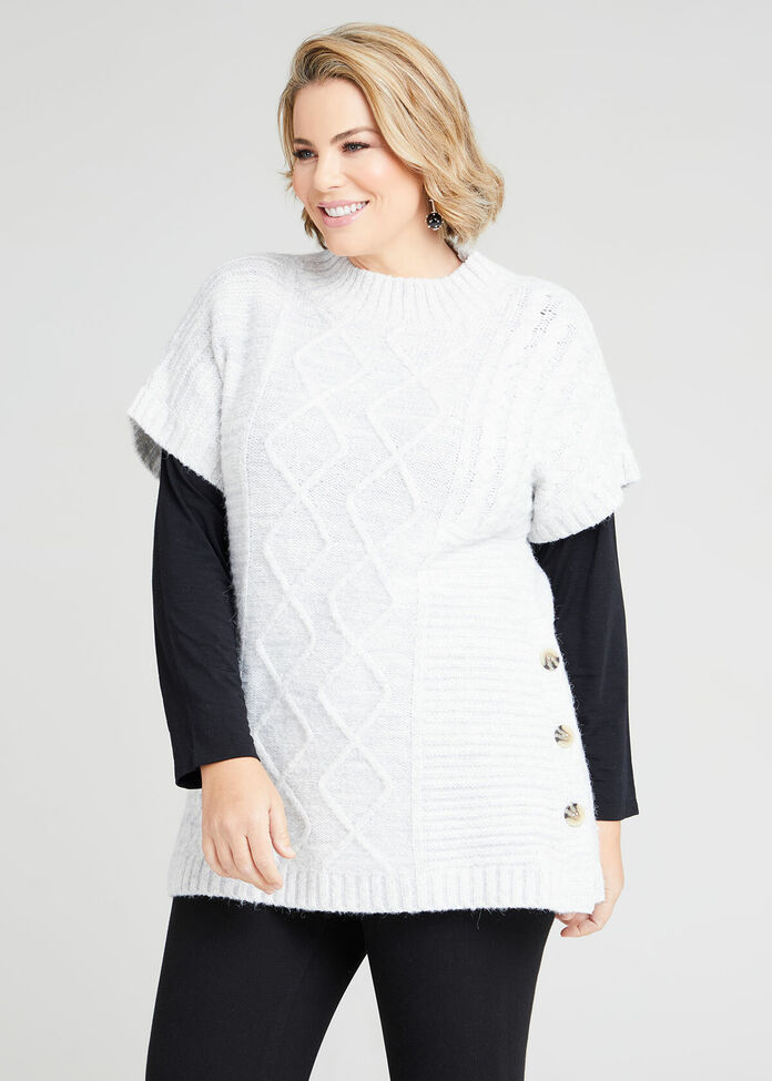 Shop Plus Size Mix Cable Knit Vest Tunic, Grey | Taking Shape AU