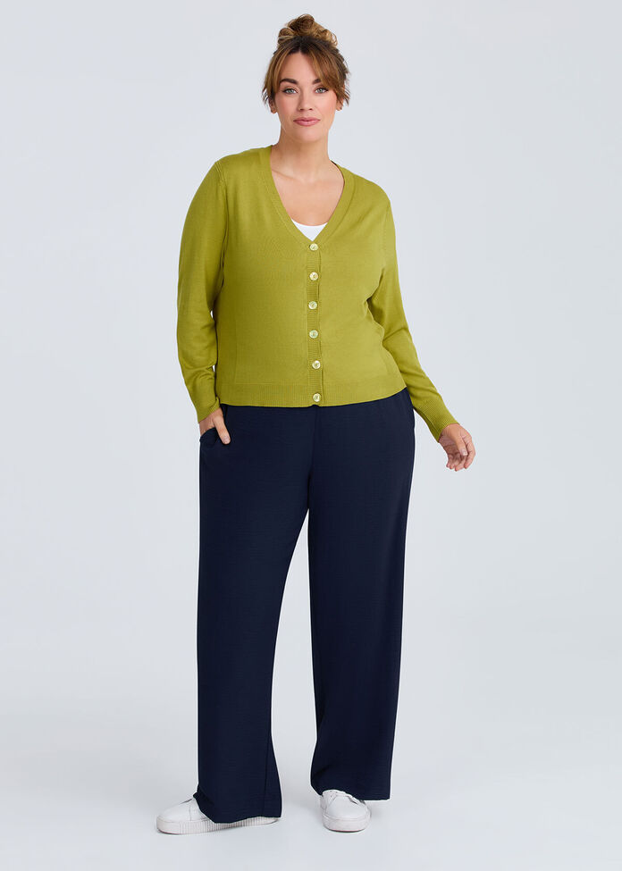 Shop Plus Size Mia Rib V-neck Natural Cardigan, Green | Taking Shape AU