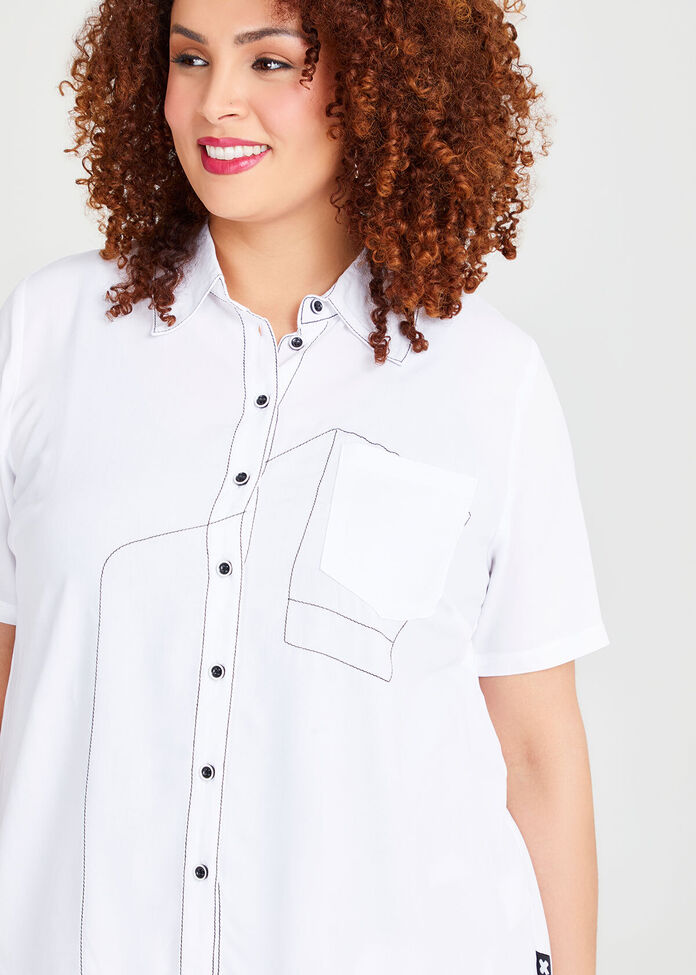 Shop Plus Size Bamboo Stitch Line Shirt, White | Taking Shape AU