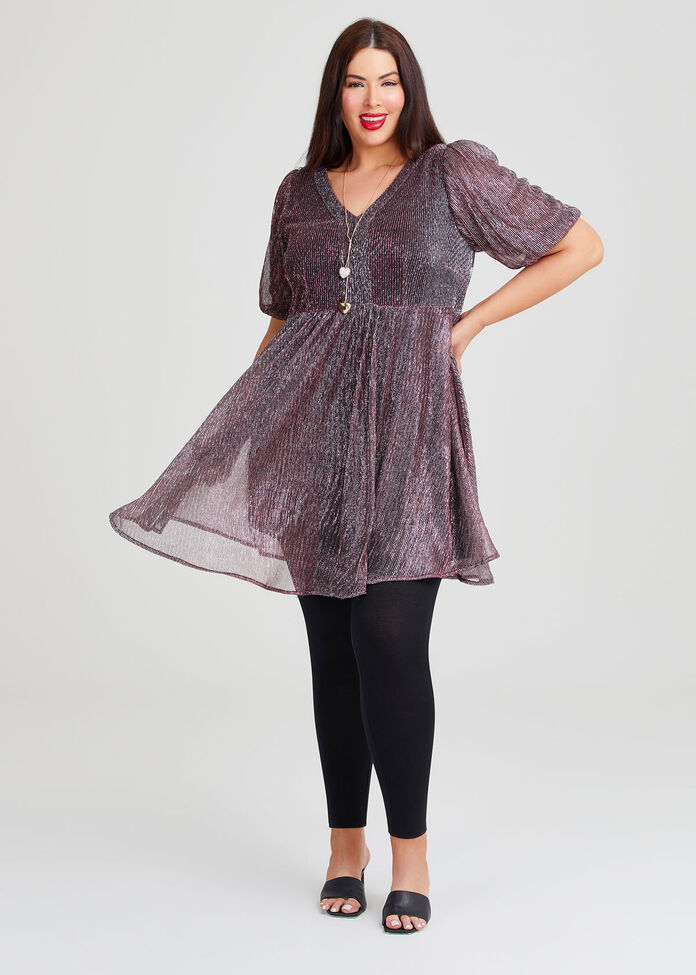 Shop Plus Size Flossy Shimmer Mesh Tunic, Red | Taking Shape NZ