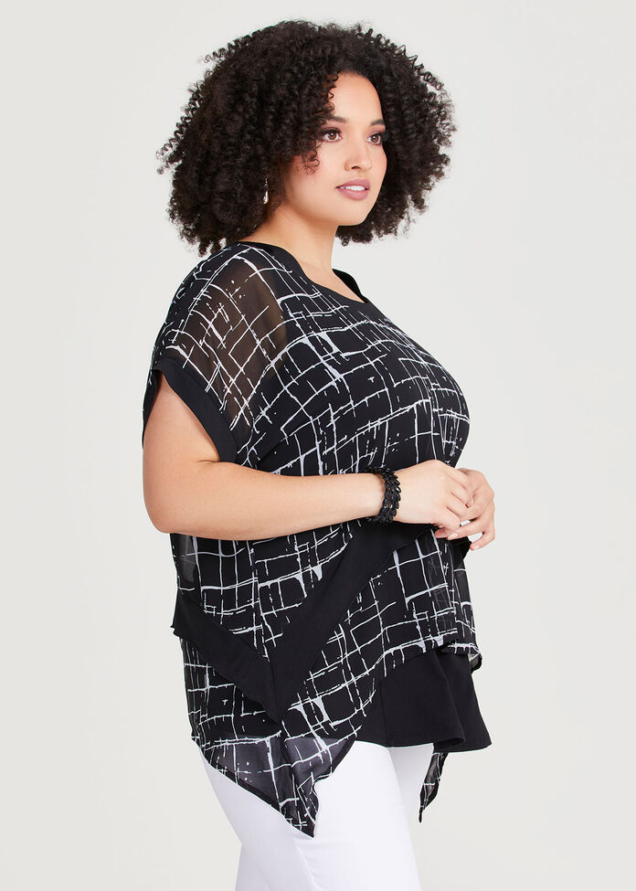 Shop Plus Size Check Chiffon Layering Top, Black | Taking Shape AU