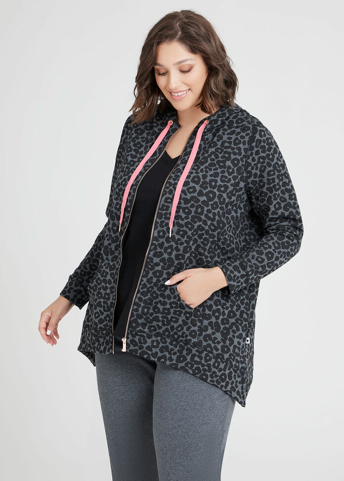 Shop Plus Size Leopard Hooded Jacket, Grey | Taking Shape AU