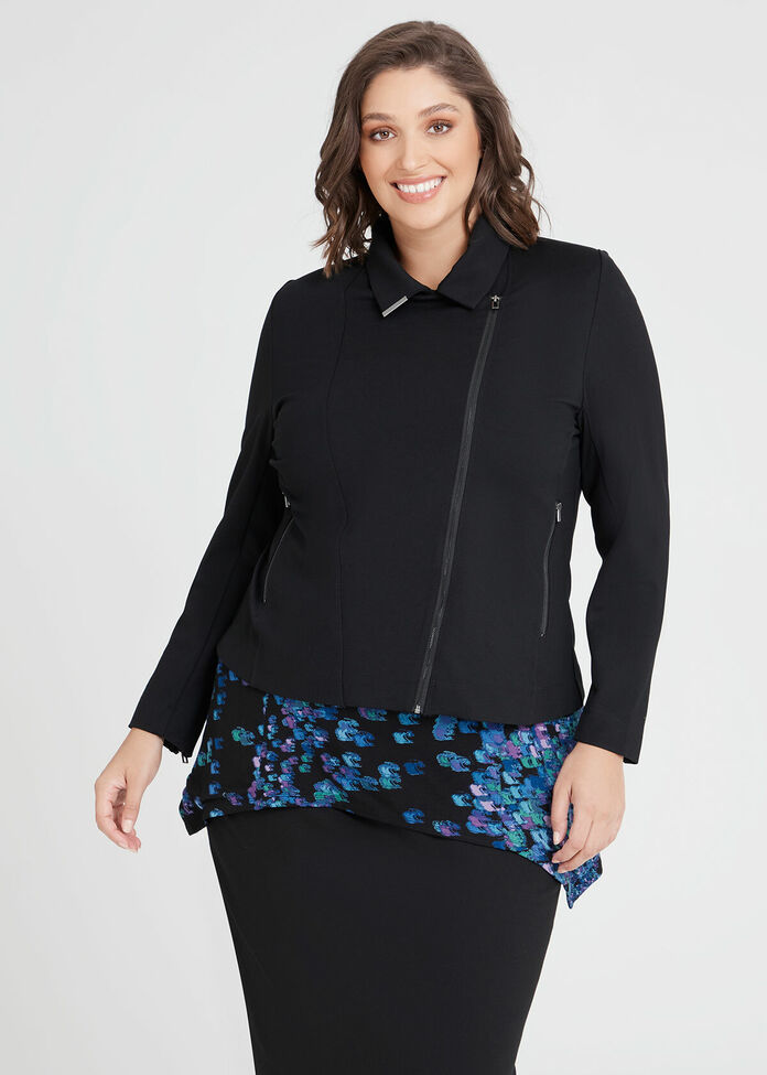 Shop Plus Size Lexi Zip Bamboo Ponte Jacket, Black | Taking Shape AU