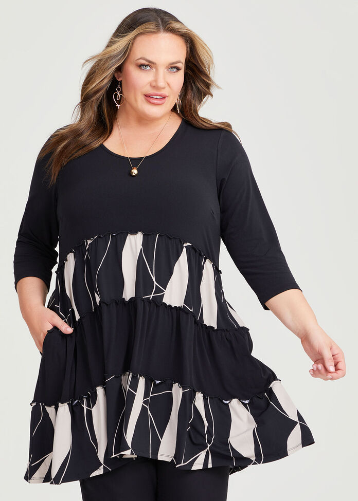 Shop Plus Size Tier Layer Spliced Tunic In Multi Taking Shape Au