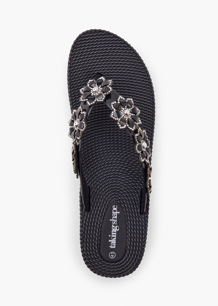 Shop Black Flower Bling Flip Flops | Comfortable Shoes | Taking Shape AU