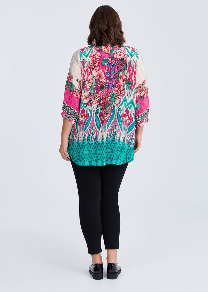 Shop Plus Size Natural Floral Aztec Pintuck Top, Floral | Taking Shape AU