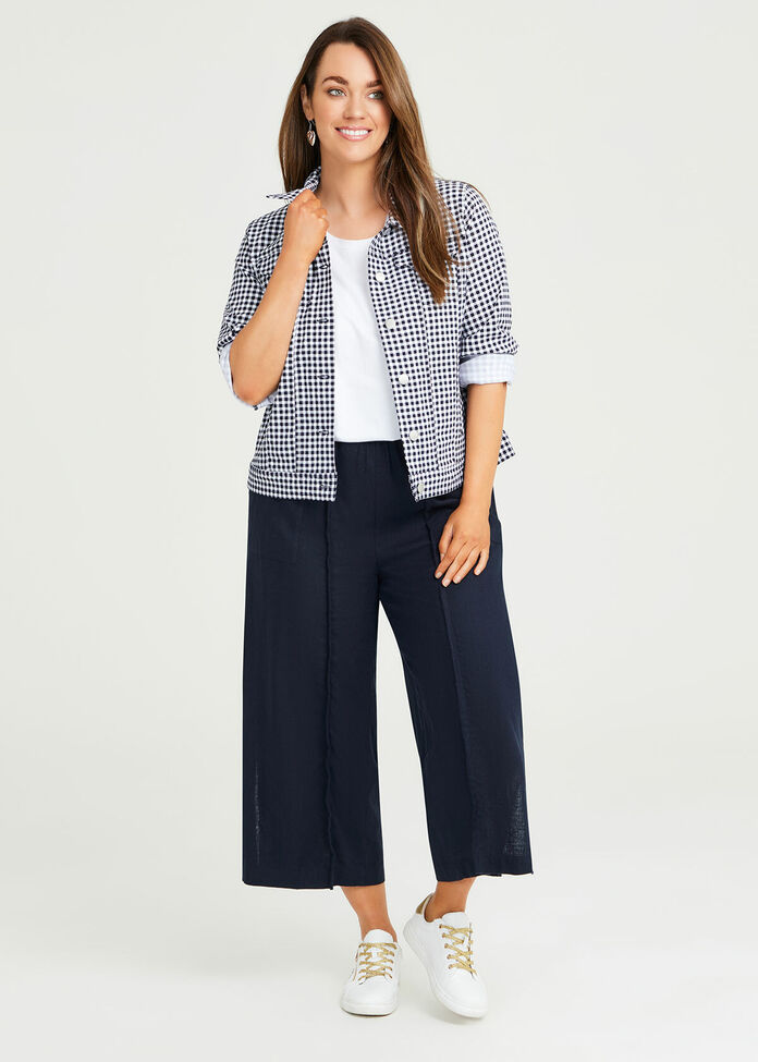 Shop Plus Size Natural Stretch Gingham Jacket, Blue | Taking Shape AU
